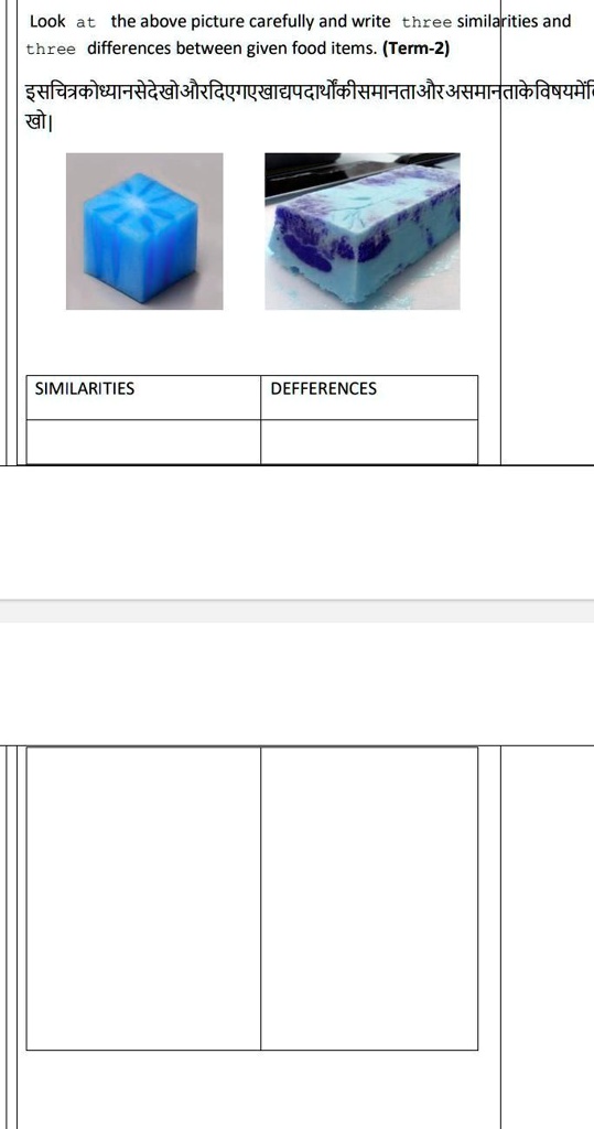 look at the above picture carefully and write three similarities and three differences between ...