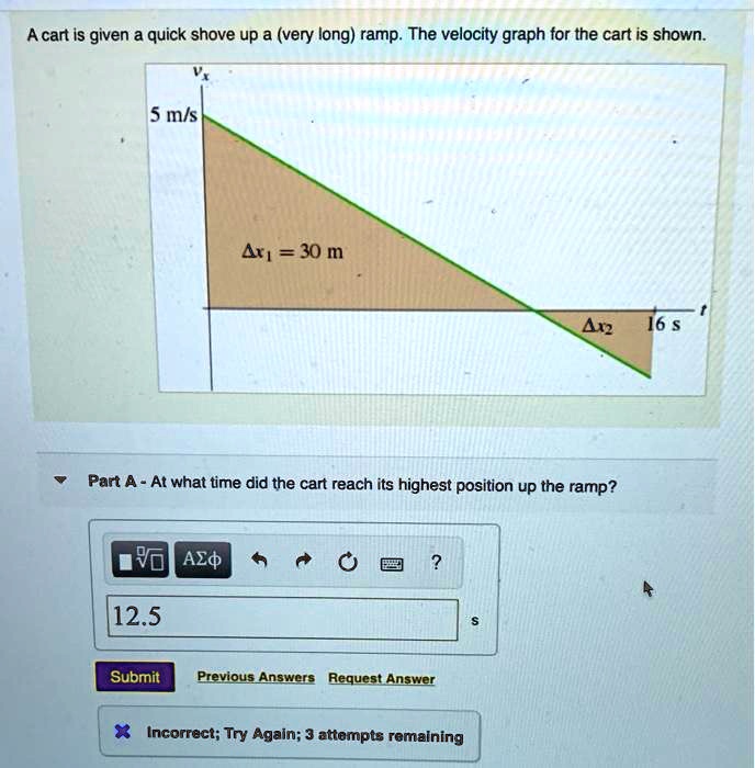 SOLVED: A cart is given a quick shove up a (very long) ramp. The ...
