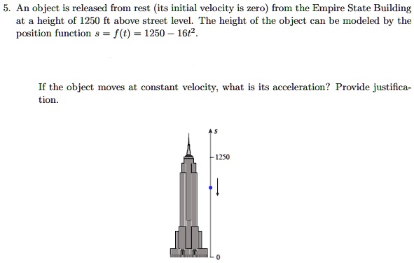 SOLVED: An object is released from rest (its initial velocity is zero) from the Empire State ...