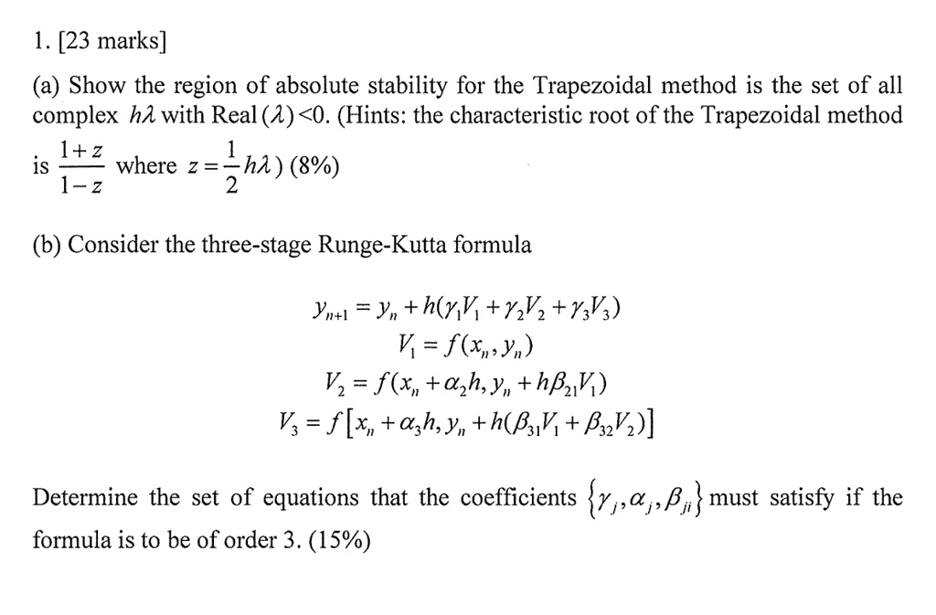 1 23 marks a show the region of absolute stability for the trapezoidal ...