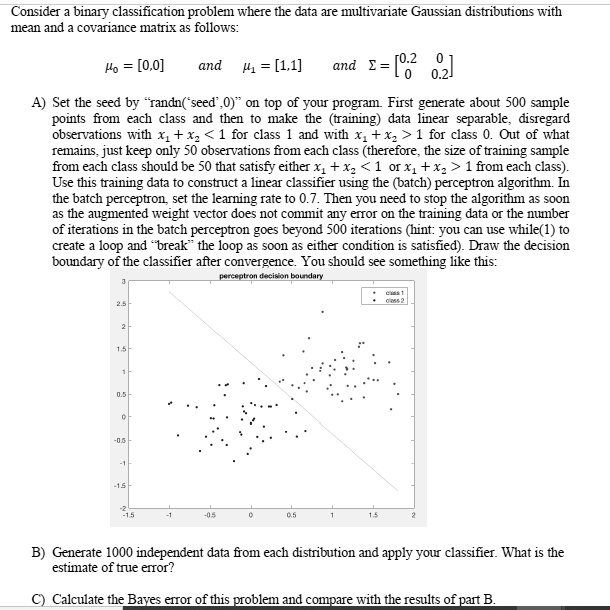 Solved Consider A Binary Classification Problem Where The Data Are Multivariate Gaussian