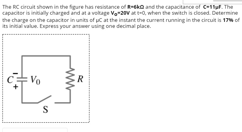 SOLVED: The RC circuit shown in the figure has a resistance of R = 6 kÎ© and a capacitance of C ...