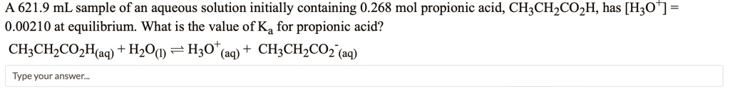 A 621.9 mL sample of an aqueous solution initially containing 0.268 mol ...
