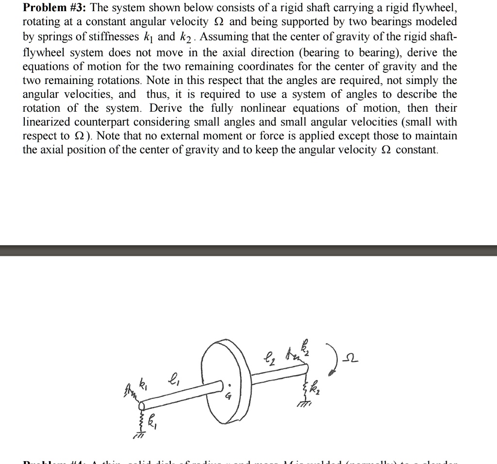 Problem #3: The system shown below consists of a rigid shaft carrying a ...