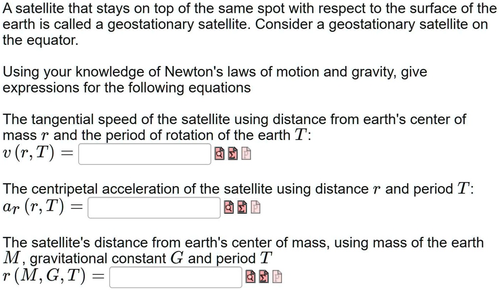 A satellite that stays on top of the same spot with respect to the ...