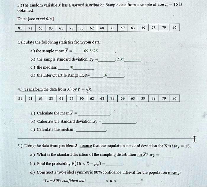 SOLVED: Texts: just number 5! 3The random variable X has a normal ...