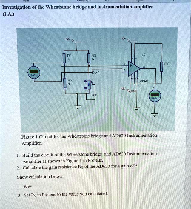Investigation of the Wheatstone bridge and instrumentation amplifier ...