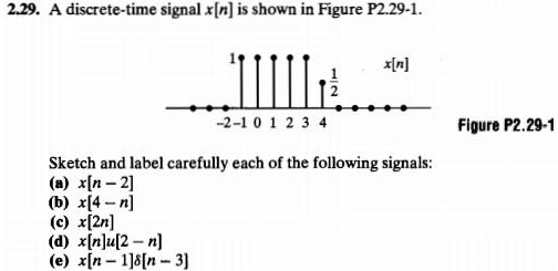 SOLVED: Write a MATLAB code for the following question. 2.29. A discrete-time signal x[n] is ...