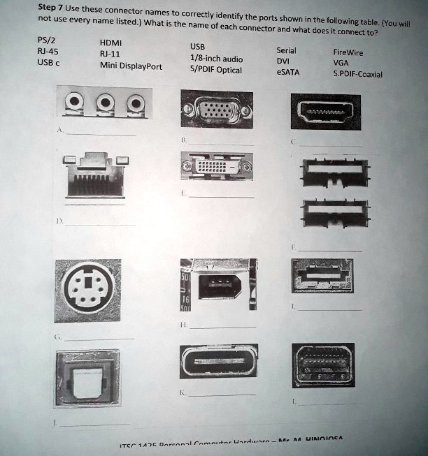 Step 7 Use these connector names to correctly identify the ports shown ...