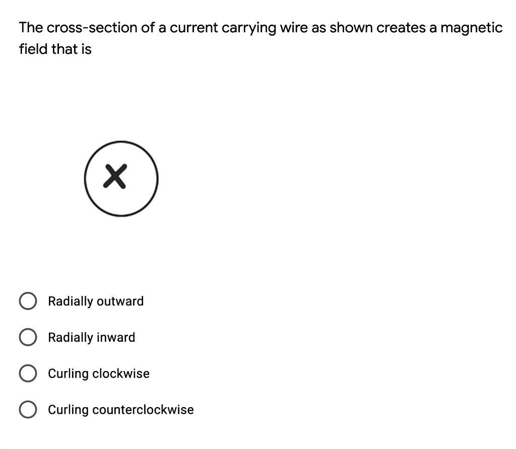 the cross section of a current carrying wire as shown creates a ...