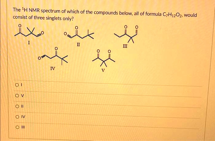 The 1H NMR spectrum of which of the compounds below, all of formula ...