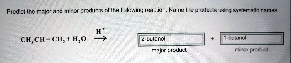 SOLVED: Predict the major and minor products of the following reaction ...