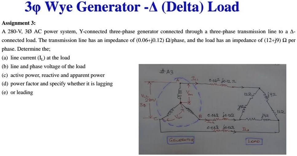 3 wye generator delta load assignment 3 a 280 v 3 ac power system y ...