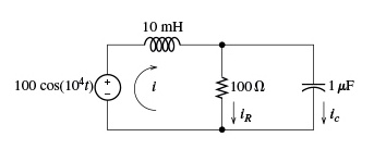 SOLVED: Consider the circuit shown below. a) Find the phasor I. b) Find ...