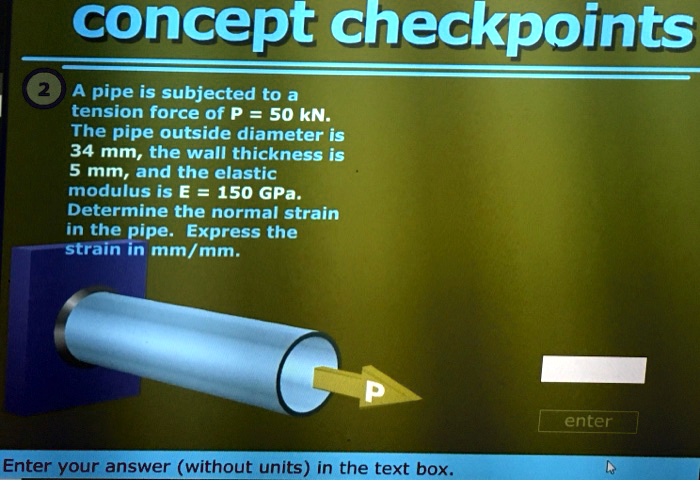 SOLVED: A pipe is subjected to a tension force of P = 50 kN. The pipe ...