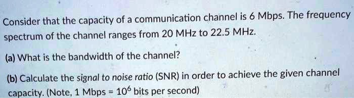 SOLVED: Consider that the capacity of a communication channel is 6 Mbps ...