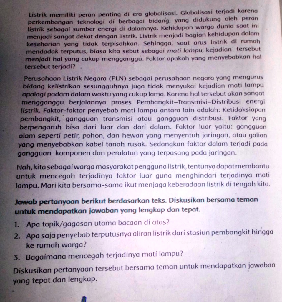 SOLVED: tolong ya bantu aku Listrik memiliki peran penting di era ... SOLVED: tolong ya bantu aku Listrik memiliki peran penting di era ...