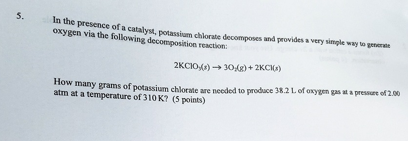 SOLVED: In the presence of a oxygen via the catalyst, following ...