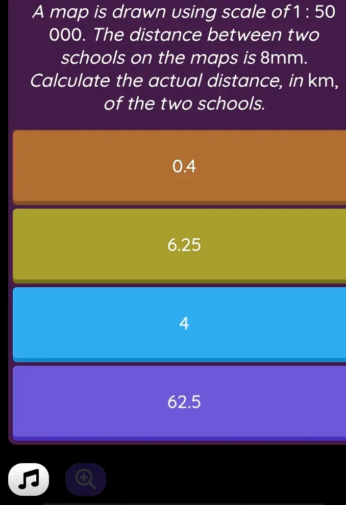 SOLVED: A map is drawn using a scale of 1 : 50,000. The distance between two schools on the map ...