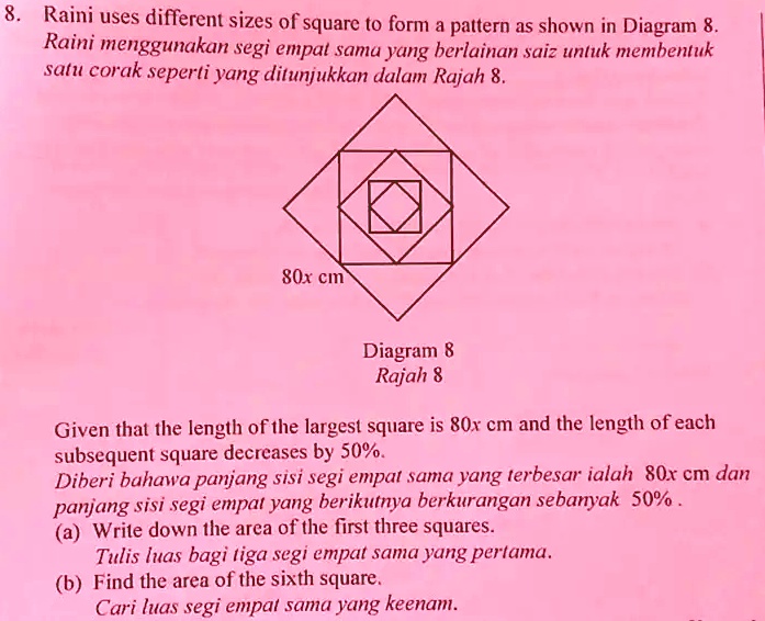 raini uses different sizes of square t0 form a pattern as shown in ...