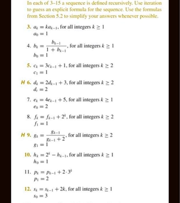 Solved Maths Please Solve Using Iteration In Each Of 3 15 A Sequence Is Defined Recursively