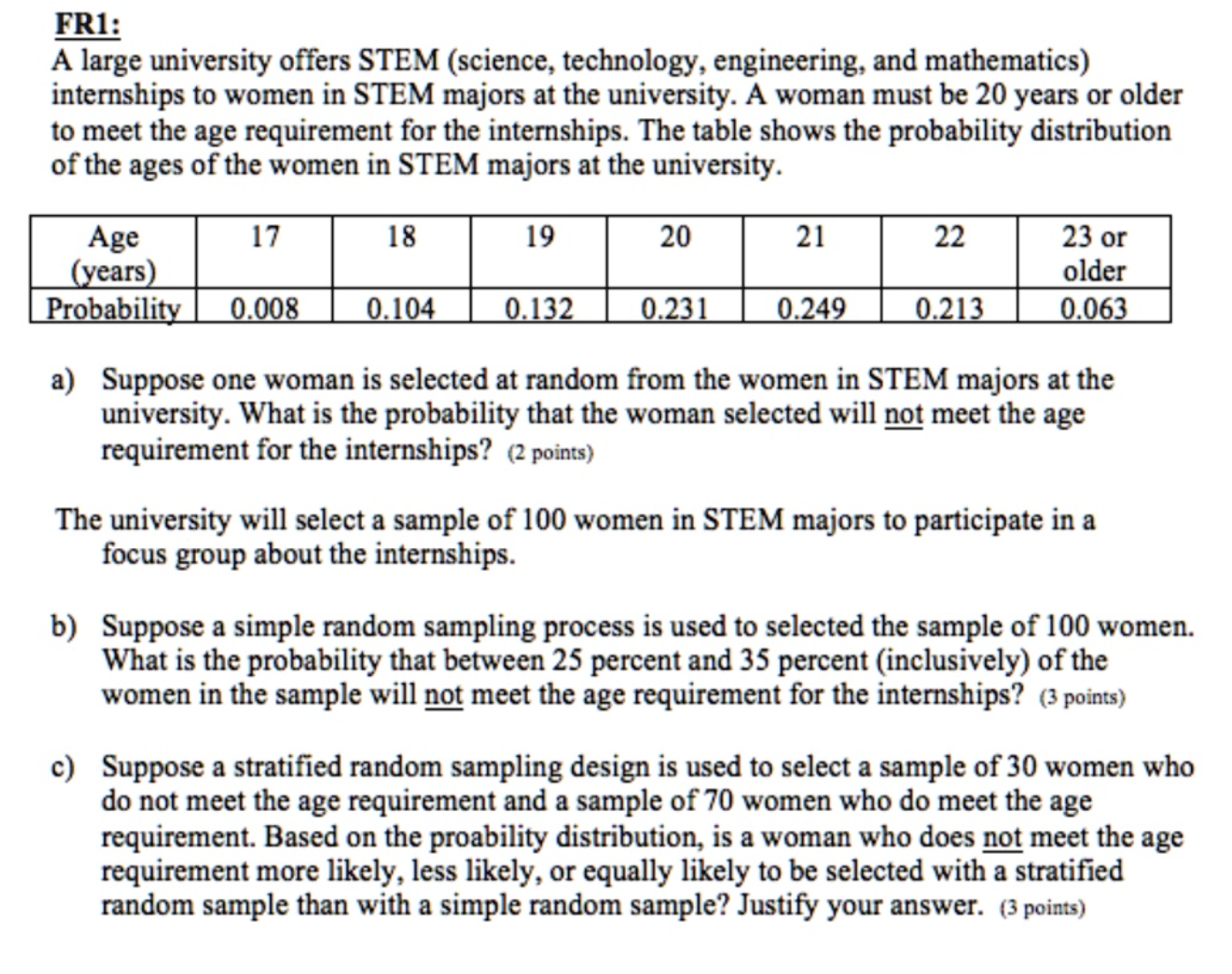 [GET ANSWER] FR1: A large university offers STEM (science, technology ...