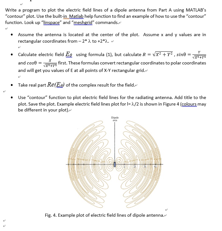 Solved Write A Program To Plot The Electric Field Lines Of A Dipole Antenna From Part A Using 4163