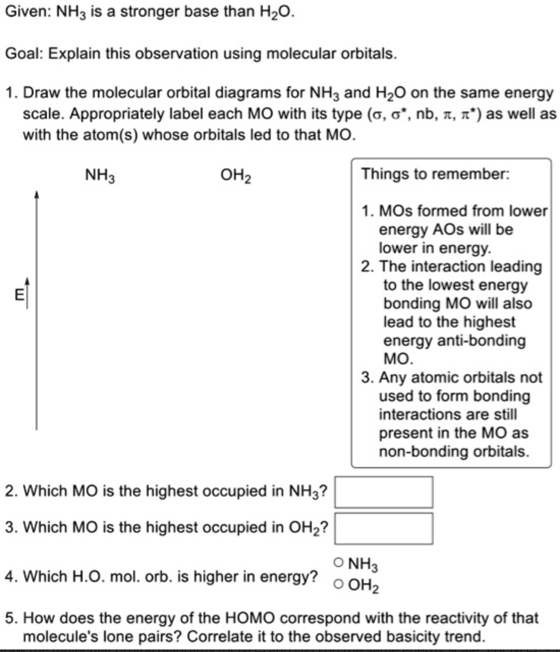 Nh3 Molecular Orbital Diagram