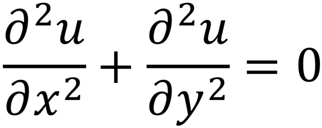 fracpartial^2 upartial x^2 + fracpartial^2 upartial y^2 = 0