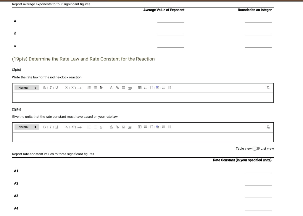 SOLVED: Report average exponents tour significant figures Average Value ...