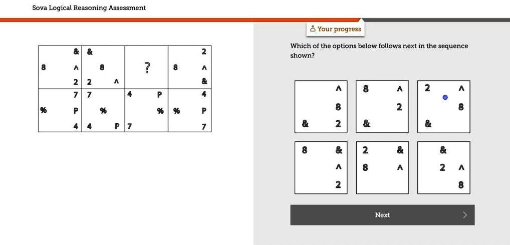 SOLVED: Sova Logical Reasoning Assessment Your progress Which of the ... SOLVED: Sova Logical Reasoning Assessment Your progress Which of the ...