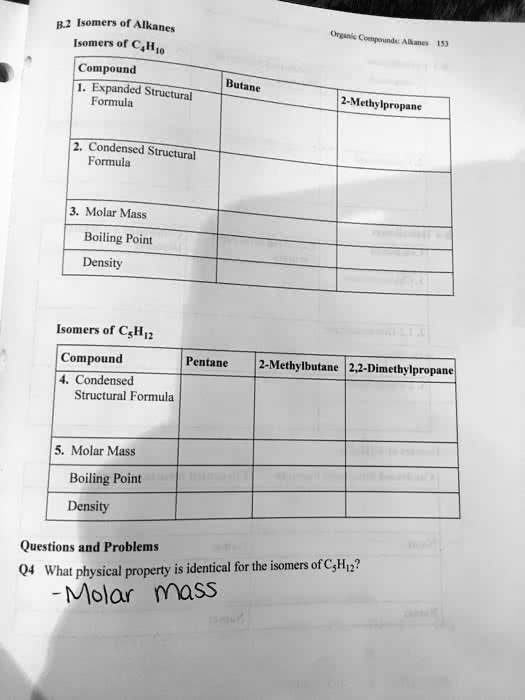 B.2 Isomers of Alkanes: Organic Compounds - Alkanes 153 Isomers of ...