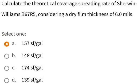 Calculate the theoretical coverage spreading rate of Sherwin-Williams ...