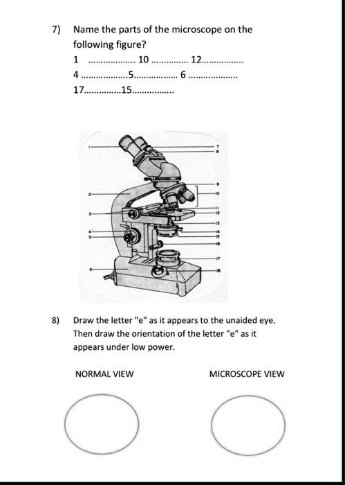 SOLVED: Name the parts of the microscope on the following figure? 12 ...