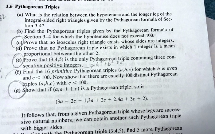 36 pythagorean triples a what is the relation between the hypotenuse ...
