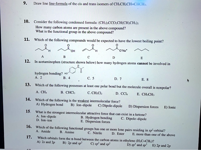 draw line line formula of the cis and trans isomers of chchch chch 10 ...