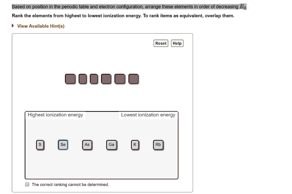 Based on position in the periodic table and electron configuration, arrange these elements in ...