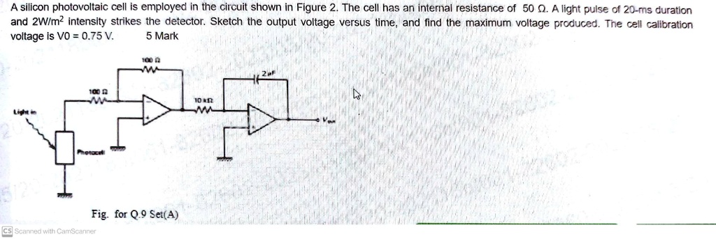 a silicon photovoltaic cell is employed in the circuit shown in figure ...