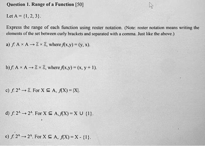 Express The Range Of Each Function Using Roster Notation TrendingWorld