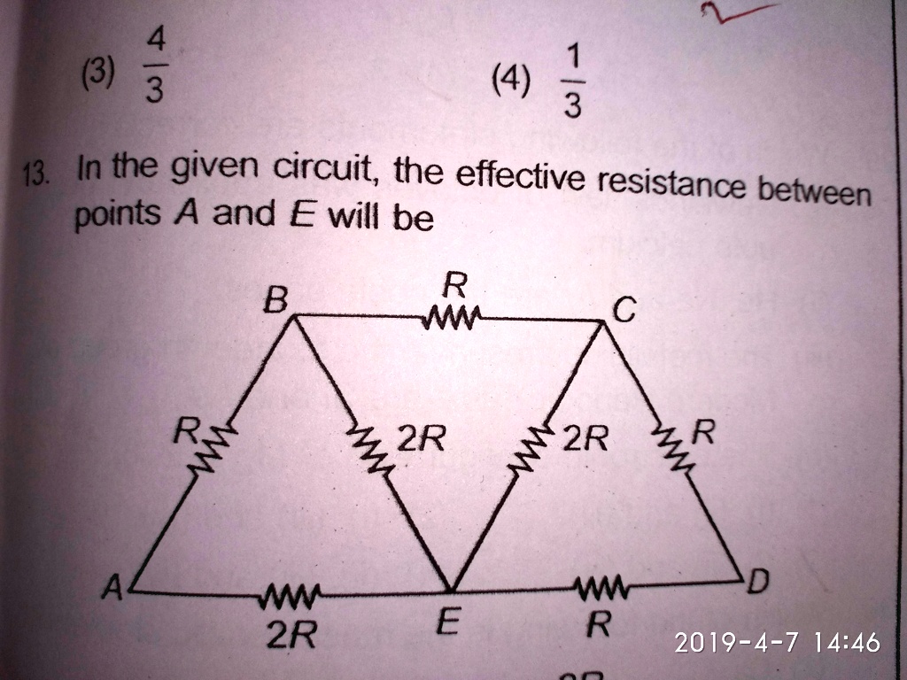 SOLVED: 'EFFECTIVE RESISTANCE BETWEEN POINTS A AND E