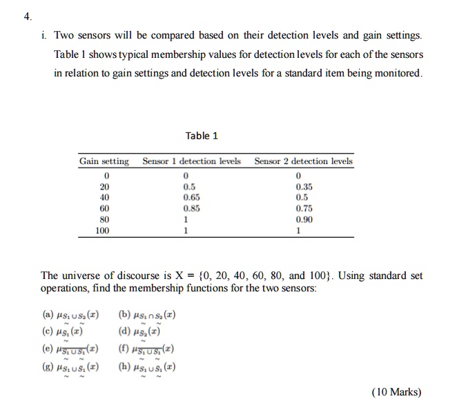 SOLVED: 4. i. Two sensors will be compared based on their detection ...