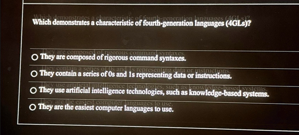 Which demonstrates a characteristic of fourth-generation languages ...