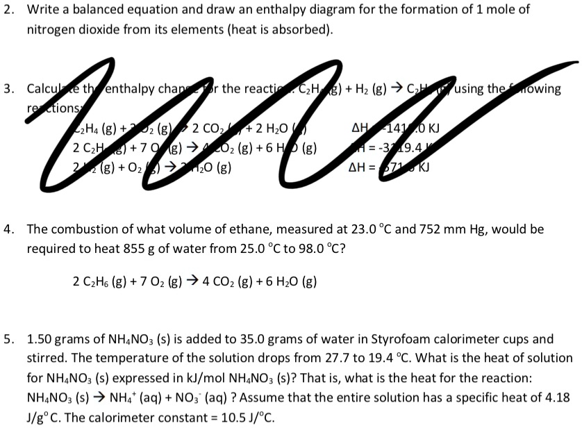 SOLVED: Write a balanced equation and draw an enthalpy diagram for the ...