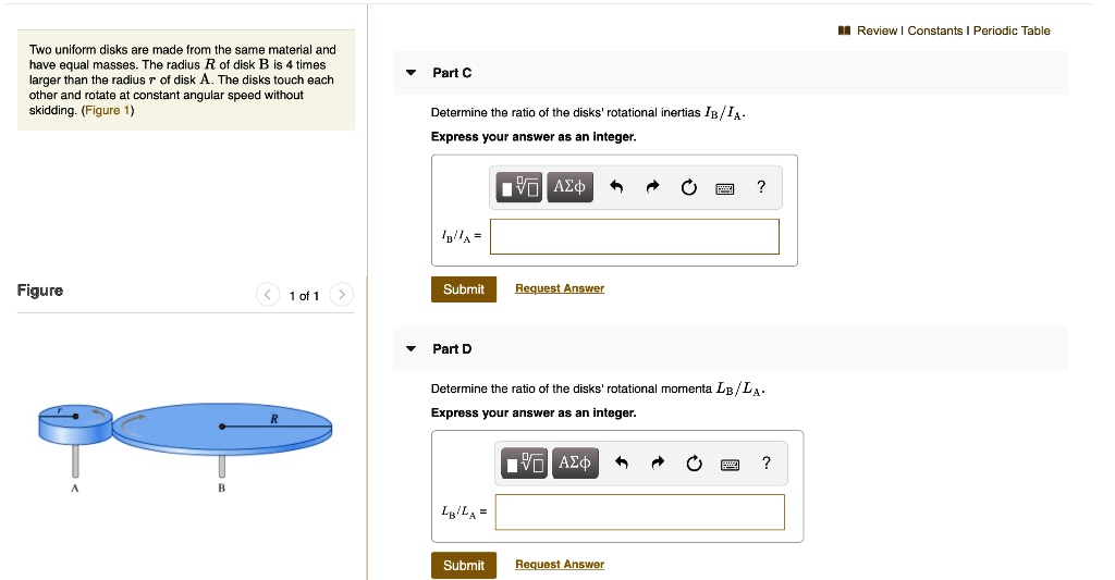 roview constants periodic table two unllorm disks are made irom the same material and have equal ...