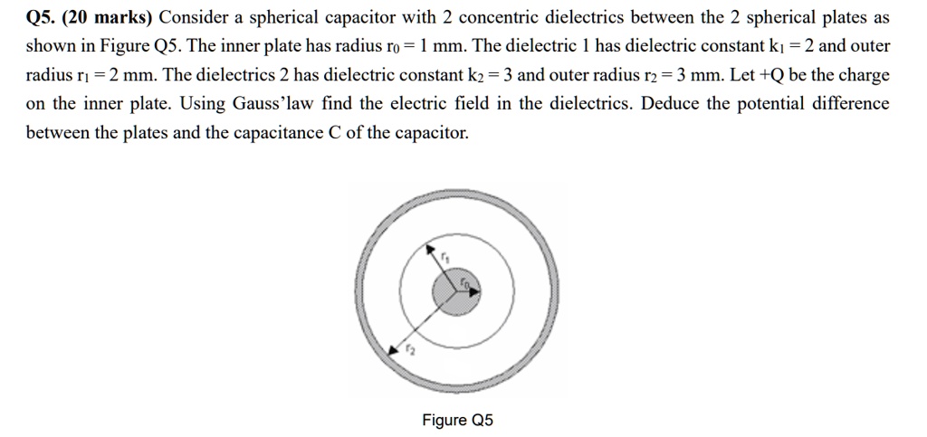Q5. (20 marks) Consider a spherical capacitor with 2 concentric ...