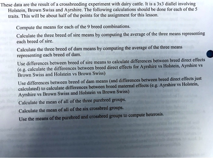 SOLVED:These data are the result of crossbreeding experiment with dairy ...