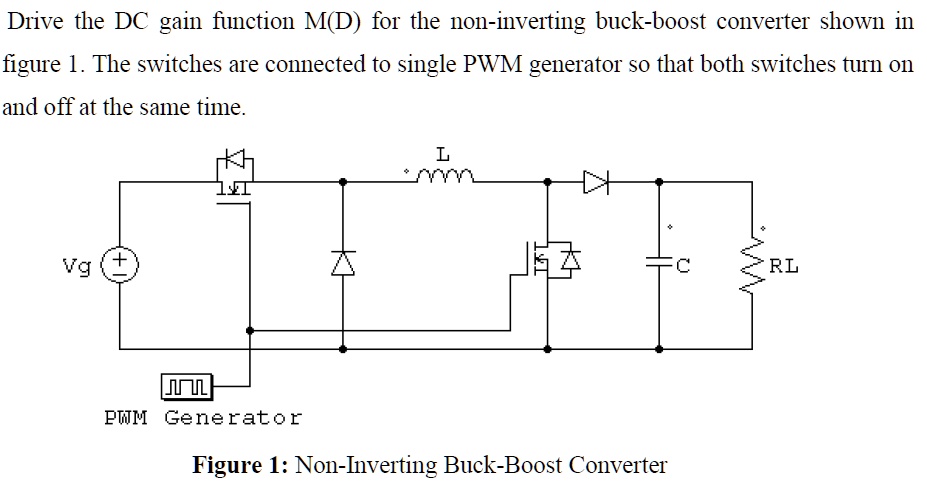Drive the DC gain function M(D) for the non-inverting buck-boost ...