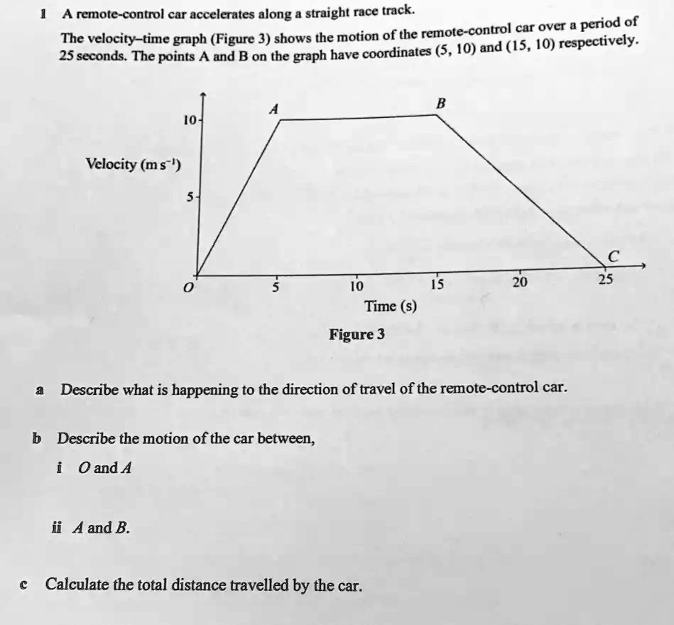 1 A remote-control car accelerates along a straight race track. The ...