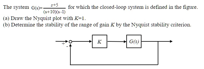SOLVED: The system G(s)=(s+5)/((s+10)(s-1)) for which the closed-loop system is defined in the ...
