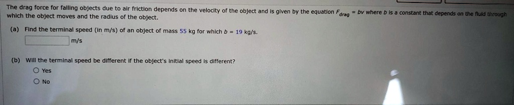 The drag force for falling objects due to air friction depends on the ...